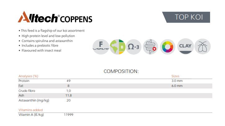 Coppens Top Koi 6mm Floating Protein 49% – AQUA LINK